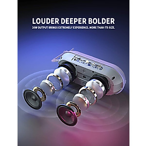 INSMY Portable Bluetooth Speakers, IPX7 Waterproof Floating 20W Wireless Speaker Loud Sound Rich Bass, Stereo Pairing Max 40W, 24 Hours Built-in Mic for Outdoors Camping Pool (Purple)