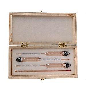 Alcohol Hydrometer Alcoholmeter Kit 0-100% ABV Precision, for Whiskey Moonshine Liquor Testing, Carry Wooden or Plastic Storage Box (Wooden Box)