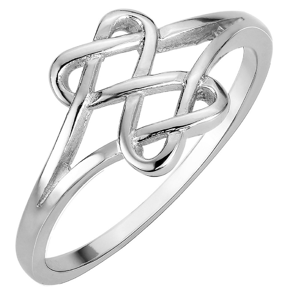 CloseoutWarehouse 925 Sterling Silver Hearts Infinity Fusion Ring (Comes in Colors) (Silver, 8)