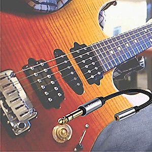 Anbear 6.35mm 1/4 Male to 3.5mm 1/8 Female Stereo Jack Audio Adapter with Alloy Housing and Nylon Braid Compatible for Amplifiers, Guitar,Piano, Home Theater, Mixing Console, Headphones