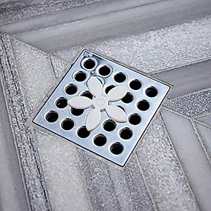 DrainWig Shower Drain Hair Catcher, Disposable Drain Protector, Flower, 2 Pack