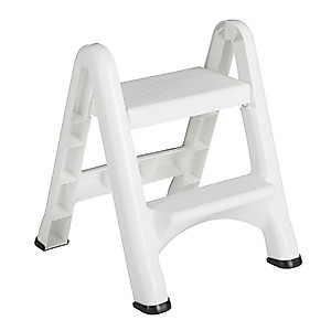 Rubbermaid EZ Step Folding Stool, 2-Step, White