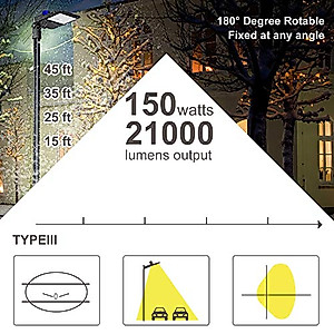 OAYATACO 150W Led Parking Lot Light- 21000LM(140lm/w), ETL Certified IP66 Commercial LED Area Lighting, 5000k Pole Light with Dusk to Dawn Photocell- Slip Fitter, LED shoebox Light, Brown