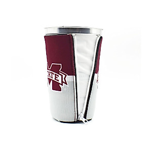 Mississippi State University MSU Bulldogs Split BigSip All-in-One Adjustable Neoprene Insulated Drink Holder with Zippers