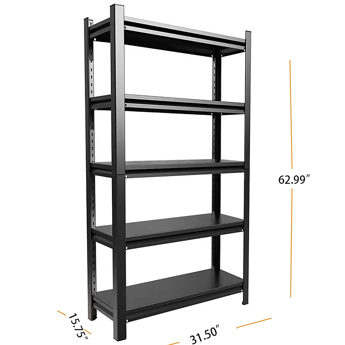 Boncun 5 Tier Utility Shelves Metal Storage Shelves Garage Shelving Unit Adjustable Garage Storage Shelves Storage Racks Heavy Duty Shed Shelving (Black, 5 Tier)