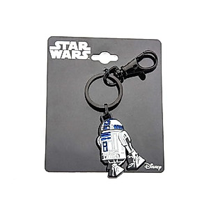 Star Wars Jewelry Unisex Adult Black IP & Base Metal R2-D2 Key Chain, Silver/Black, One Size