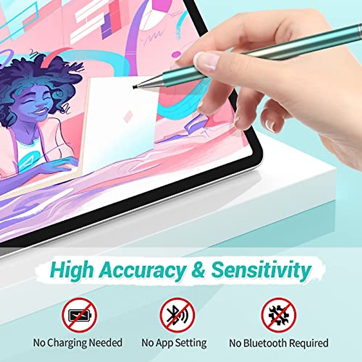 Stylus Pens for Touch Screens, High Precision Disk Stylus Pen for iPad with 2 Replaceable Tips Compatible with iPad/iPhone/Android/Tablet and All Universal Touch Screen Devices