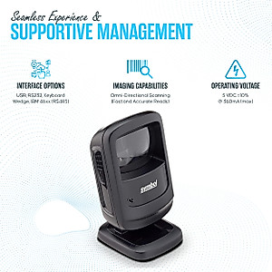 DS9208 ZEBRA Motorola Symbol Digital Handsfree 1D/2D Barcode Scanner with USB Cable and Microfiber Cleaning Cloth - High Performance Scanning, Compact Design, 1-Year Warranty, Standard Range (Renewed)