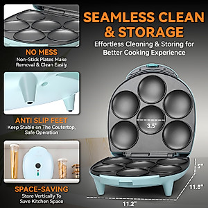 Baker's Friend Electric Arepas Maker with Browning Control, Mini Pancakes Maker, Pancake Maker Pan, Tostiarepa, Makes Corn Patties, Arepas, Mini Pancakes, Fried Eggs, Breakfast Sandwiches, Aqua