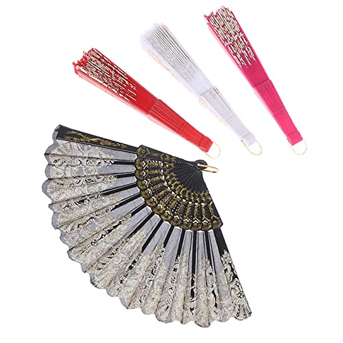 Xinbalove Hand Folding Fans Chinese Tai Chi Folding Fan Spanish Style Dance Party Fan Wedding Silk Lace Fan Folding Held Flower Fan Lady Wedding Folding Hand Fan (Color : Burgundy)