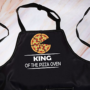 BWWKTOP Pizza Chef Apron Pizza Maker Apron Pizza Chef Gifts King Of The Pizza Oven Pizzeria Apron With Pocket For Chef Dad (King Of Oven)