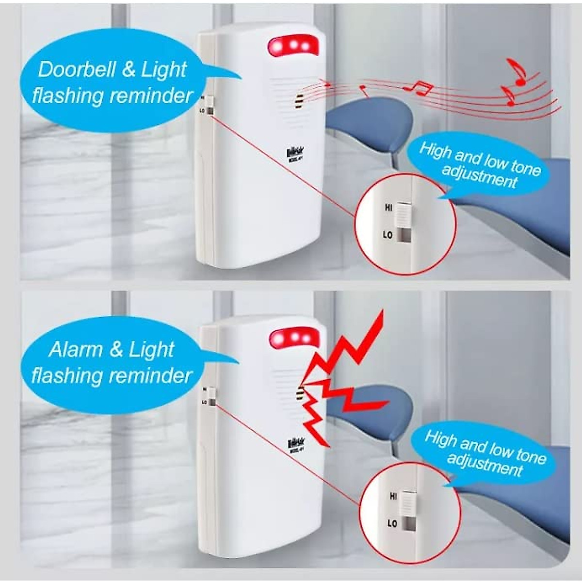 Digiteck Wireless Pressure Mat Doorbell and Alarm Systems, for Home, Flat Security White & Black