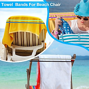 CCINEE 12 Pack Beach Towel Bands for Beach Chair, Stretchable Silicone Towel Holder for Cruise Chairs Elastic Towel Craber Clips for Sorting and Organizing
