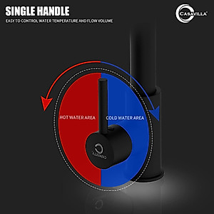 Casavilla Black Kitchen Faucet, Kitchen Faucet with Soap Dispenser, Faucet for Kitchen Sink, Single Handle Stainless Steel Kitchen Sink Faucets with Pull Down Sprayer, Camper Farmhouse RV Sink Faucet