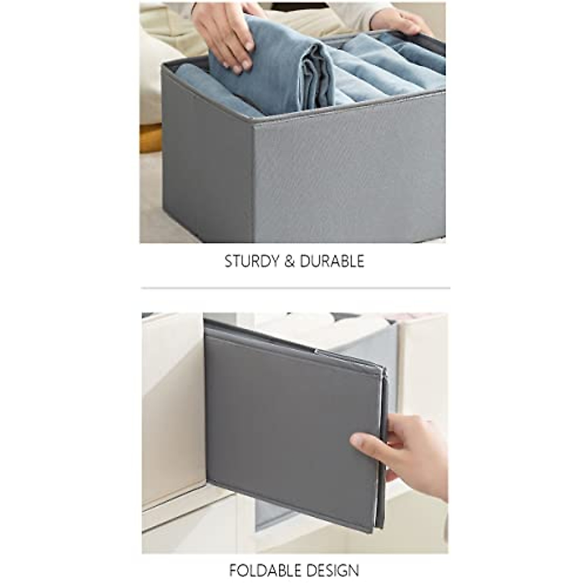 Wardrobe Clothes Drawer Organizers for Closet Clothing T-shirts Jeans Foldable, 4 Pack