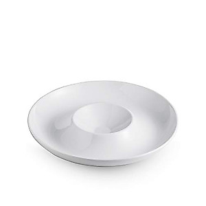 LAUCHUH Porcelain Chip and Dip Serving Set Divided Serving Trays Appetizers and Cheeses Serving Platter Compartment Dish 12-inch set of 1