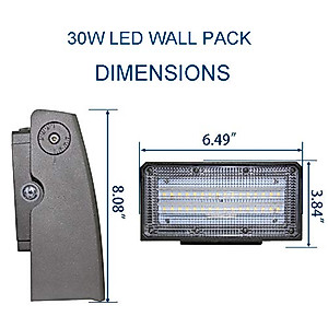 DAKASON (2 Pack) 30W LED Wall Pack, Dusk-to-Dawn Photocell, Adjustable Head, Full Cut-Off Security Light, 5000K 3300lm Replaces 100-150W HPS/HID IP65 Waterproof Outdoor Lighting Fixture, ETL Listed