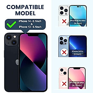 Goton Armor Case for iPhone 14 Case & iPhone 13 Case with Slide Camera Cover & Kickstand, Heavy Duty Military Grade Protection Phone Case, Built-in Rotate Ring Stand, Shockproof Rugged Case Black