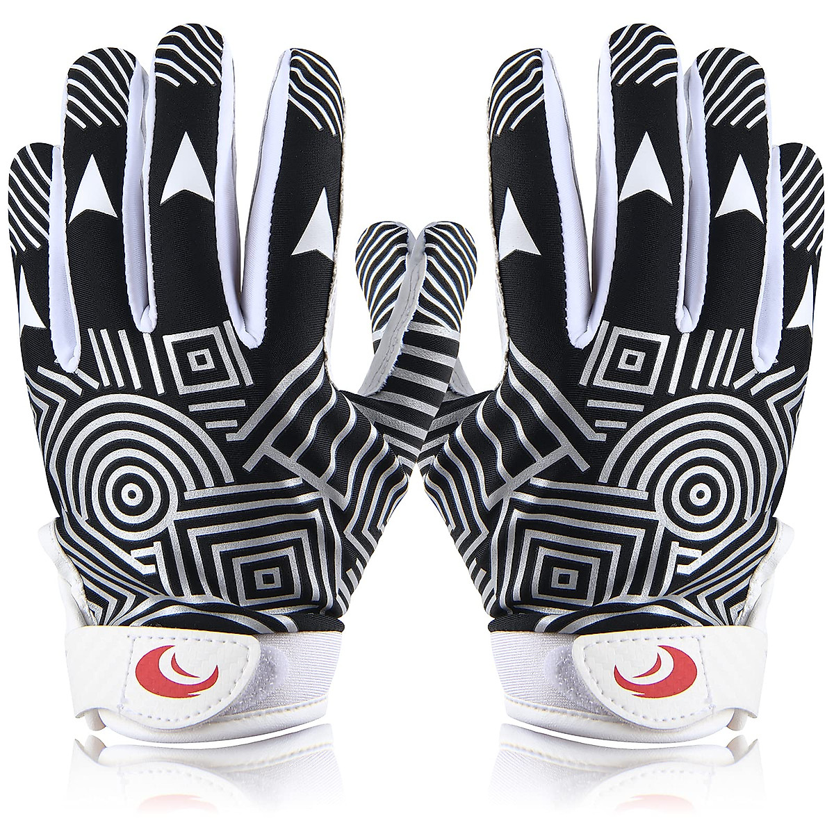 SPOMAT Youth Football Gloves Kids Silicone Grip Receiver Gloves with Super Stick Ability for Best Game Experience, Rocket Black M/L