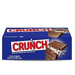 CRUNCH Milk Chocolate and Crisped Rice, Full Size Individually Wrapped Candy Bars, Easter Basket Stuffers, 1.55 oz each
