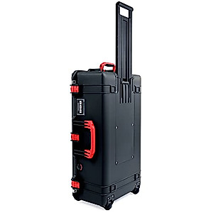 Pelican Color Case Black Pelican 1615 Air case with Red Handles & latches. Comes Empty & with Wheels.