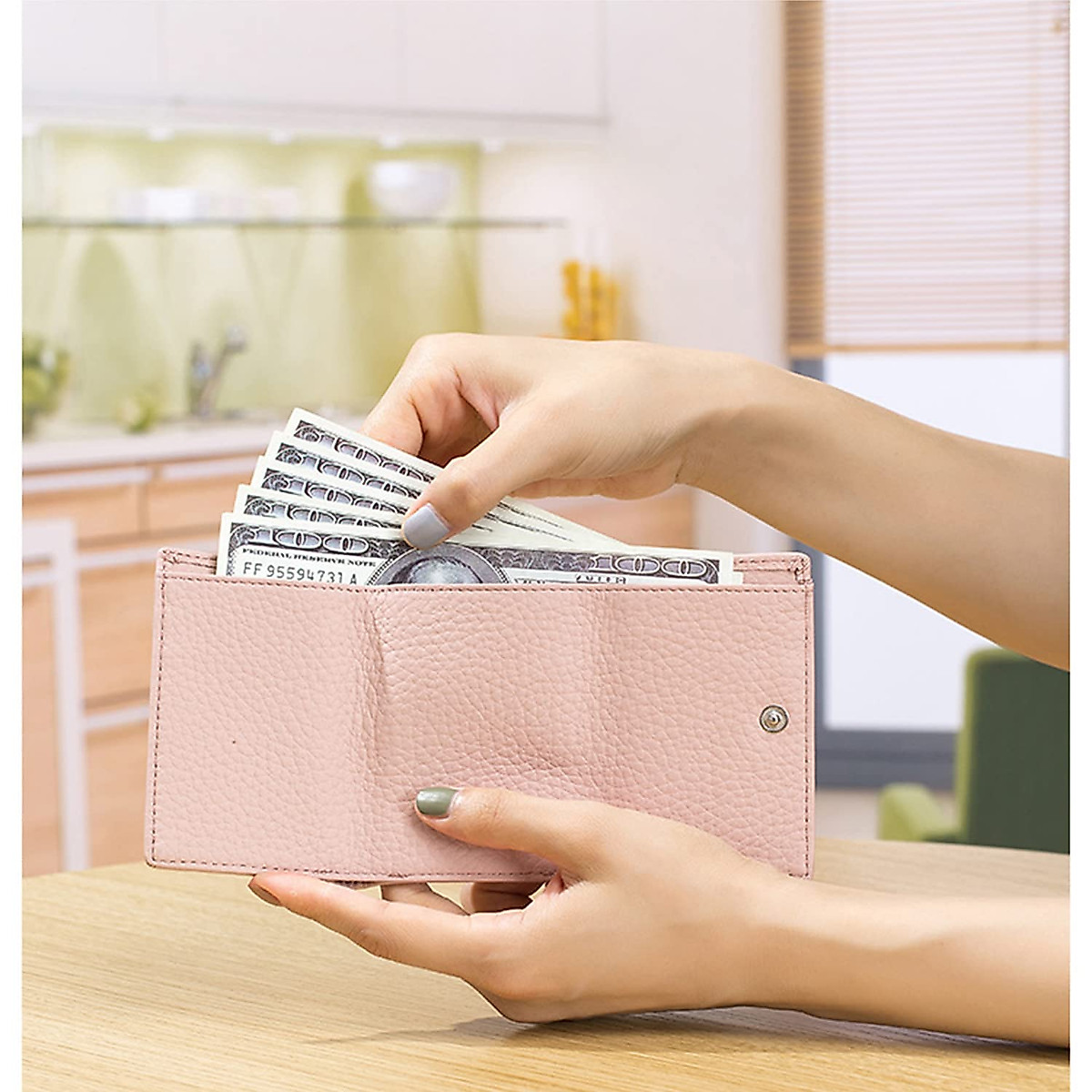 Wopedally 2023 New Unisex Anti-Credit Card Fraud Folding Mini Wallet, Handmade RFID Soft Leather Purse Multi Compartment Wallet (Green)