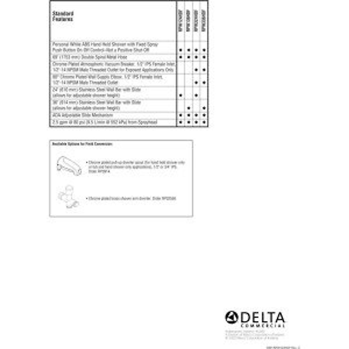 Delta Faucet RPW336HDF Single Function Hand shower with Grab Bar and Elbow