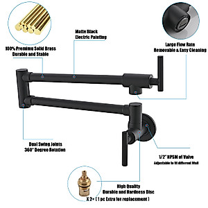 Havin Black Kitchen Faucet with Pull Down Magnetic Sprayer with Black Pot Filler Faucet