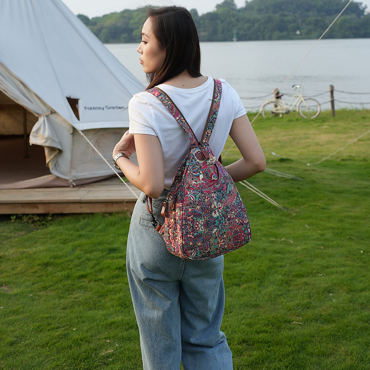 Women's Small Sling Crossbody bag Casual Backpack Purse for Outdoor Travel Hiking Backpack Colorful XB-17 (HS)