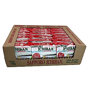 stickerless New [SAPPORO ICHIBAN] Ramen Noodles, Original Soy Sauce Flavor, No.1 Tasting Japanese Instant Noodles (3.5 Oz) (24 pouches)