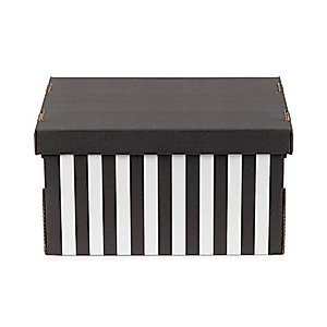 Compactor Set of 2 Storage Boxes in Corrugated Cardboard, With Handles, Stackable, Black, 40 x 31 x H. 21 cm, RAN613, Wood