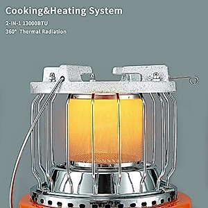 Mountman Propane Heater, 2-in-1 Camping Portable LP Gas Stove with 5FT Propane Hose, Pressure Reducing Valve, Outdoor Patio Heaters for Camping, Black