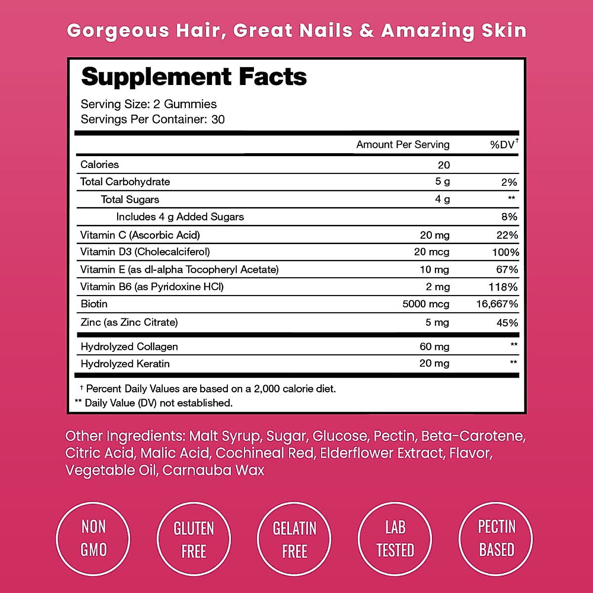 NutraChamps Hair Skin & Nails Gummies | Biotin with Collagen & Keratin | 5000mcg Biotin Beauty Complex | Vitamin Supplement for Women & Men | Berry | Healthy Hair, Radiant Skin & Strong Nails