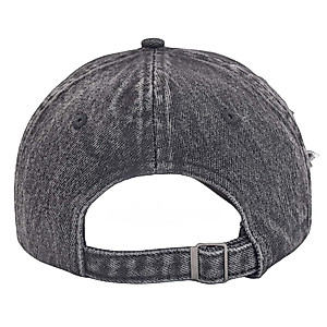 TSSGBL Fashion Cute Distressed Denim Cotton Baseball Cap Vintage Washed Dad Hat Adjustable Plain Low Profile Headwear Jean Ball Caps for Women Men Black