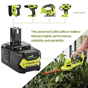 LabTEC RB18L50 18V 6000mAh Lithium Battery Compatible with Ryobi 18V BPL-1815 BPL-1820G BPL1820 BPL18151 P102 P103 P104 P105 P107 P109 P122 Cordless Power Tools with LED Indicator