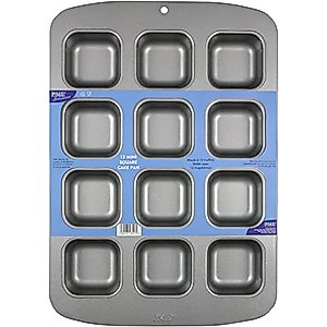 PME Non Stick Bakeware 12 Cavity Mini Square Cake Pan, Standard, Silver