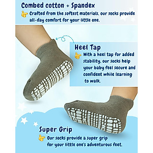 RATIVE Ankle Anti Slip Non Skid Organic Cotton Socks with Grips Grippers for 1 2 Years Old 2T 12 18 Months Toddler Boy Boys Girl Girls (12-24 Months, 12-Pairs/AG-200)