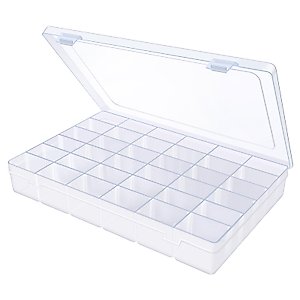 1Pack 36 Grids Craft Organizers and Storage Bead Organizer Tackle Box Organizer with Adjustable Divider, Plastic, Clear