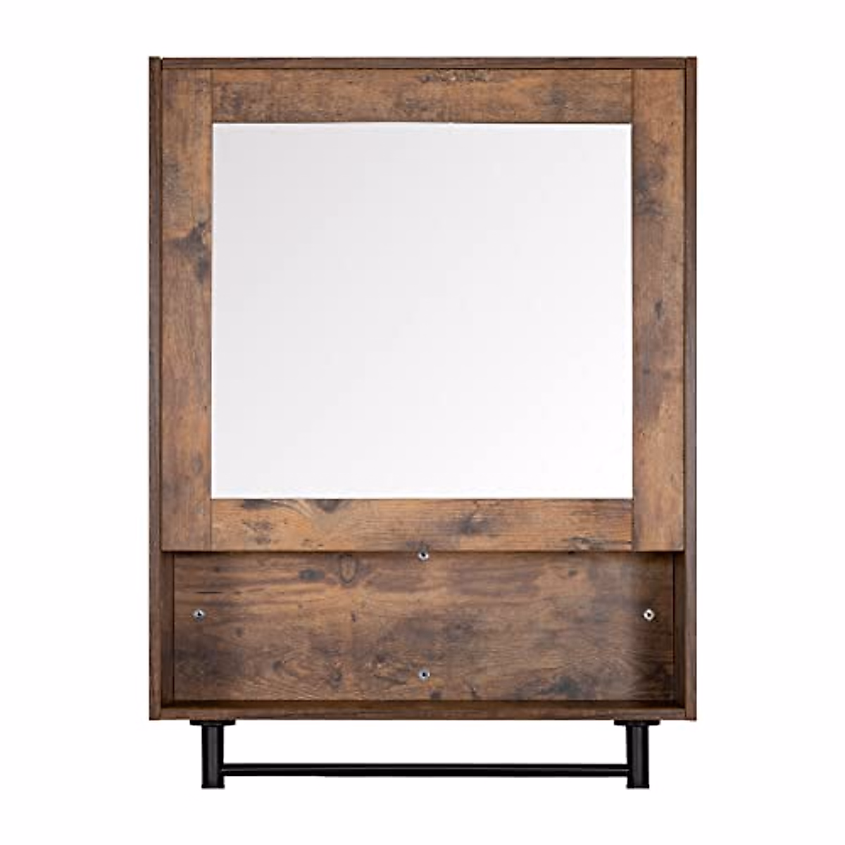 UEV Bathroom Cabinet,Dark Brown Wall Mounted Cabinet with Mirror, Retro Design with High-Definition Mirror and Tower Rack Combo,Extra Storage Space Available