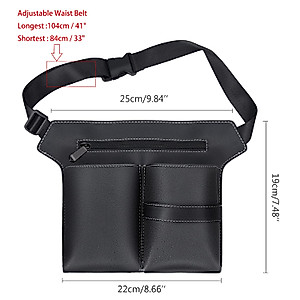 Noverlife Hairdresser Scissor Bag, Barber PU Leather Waist Pouch, Professional Hairdressing Tools Storage Holster with Waist Belt, Hair Salon Scissor Storage Waist Bag for Hairstylist