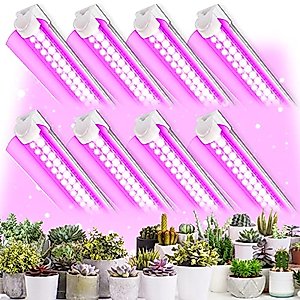 (8-Pack) LED Grow Light, T8 Grow Lights 2FT, 192W(8×24W) High Intensity Full Spectrum Indoor Grow Lights with High PPFD Value, Grow Lights for Indoor Plants, Seed Starting, Succulent, Vegetables