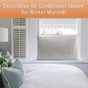 HOXHA Indoor Air Conditioner Cover for Window Units,Double Insulation Anti-Rust Adjustable Inside Window AC Cover with Free Elastic Straps