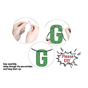 Drink Up Grinches Banner, Red & Green Glittery Christmas Decorations Banners, Grinch Christmas Decorations Winter Holiday Garland Photo Props Banner for Party Decorations