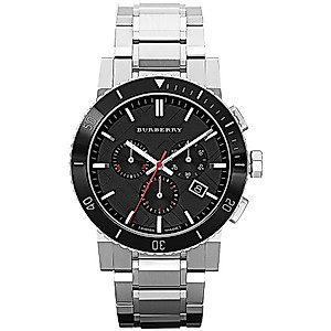 Burberry TOP Luxury Watch Chronograph Men The City Stainless Steel Black Ceramic Bezel Date Dial BU9380