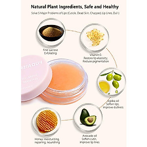 Lip Scrub, (Caramel) Lip Scrubs Exfoliator & Moisturizer Lip Brightening Lip Exfoliator for Dark Lips, Gentle Exfoliation Lip Care Products, Repair Dry & Cracked Lips by Samnyte