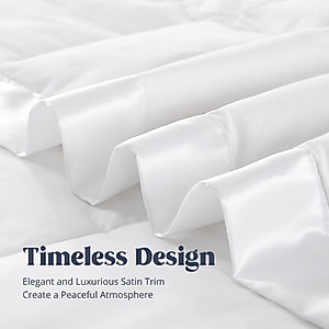 puredown® Blankets Queen Size - Soft Lightweight Down Blanket for All Seasons, Cozy Warm Luxury Bed Blanket with Satin Trim, Cotton Cover, White (90"X90")