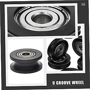 HOMSFOU 4pcs Roller Sliding Door Roller Guide Pulley Roller Door Wheel Heavy Duty castors U Type Wheel for Doors Track Window Pulley Roller Groove Wheel Pulley Track Guide Bearing