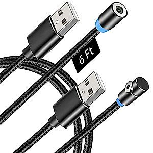 Magnetic Charging Cable (Not Including Magnetic Connector) [ 2-Pack, 6ft ], Terasako 3-in-1 Nylon Braided Cord, Compatible with Mirco USB, Type C and iProduct Device