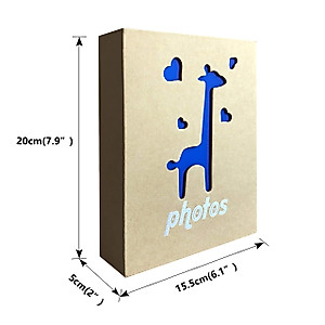 Photo Album Hold 100 Pockets,Kraft Paper Photo Album 5"x 7",Kid Photo Album Hold,Children's Pictures Album (Giraffe)