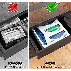 provoom Ziplock Bag Storage Organizer – Ziplock Organizer for Drawer with Grocery Bag Holder – Bamboo Baggie Organizer Compatible with Gallon, Sandwich, Snack, Quart Food Storage Bags(WHITE)